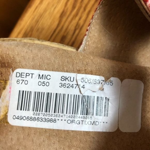 Reba | Shoes | Reba Red Bandana Espadrille Wedge Slipon Sandals Size 8m ...